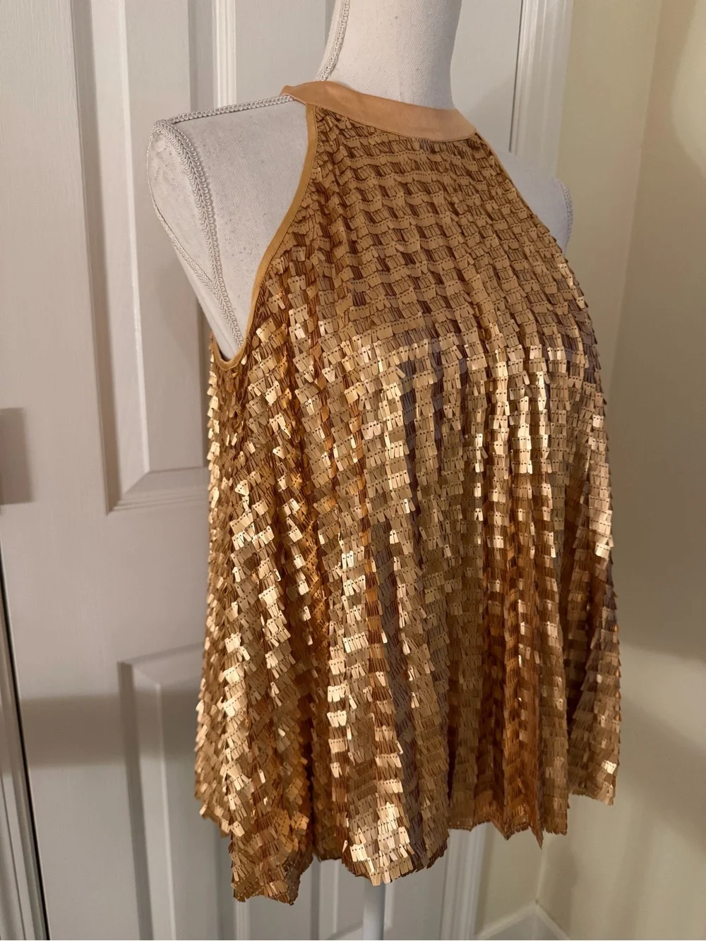 T Tahari | Tops | T Tahari Sequin Pleated Halter Top Nwt | Poshmark